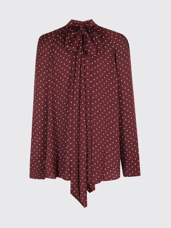 ROTATE BY BIRGER CHRISTENSEN Polka-dot Recycled Crêpe Blouse With High V-neck