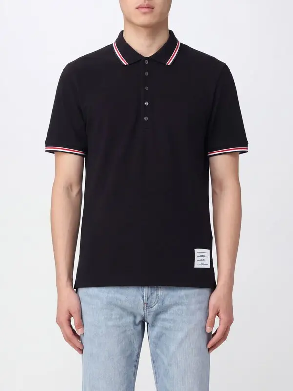 Thom Browne Short-sleeve Cotton Polo Shirt With Contrast Trims