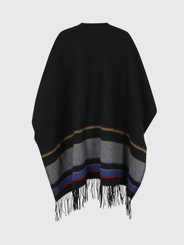 FAY Multi Striped Wool Cape With Toggle Closure
