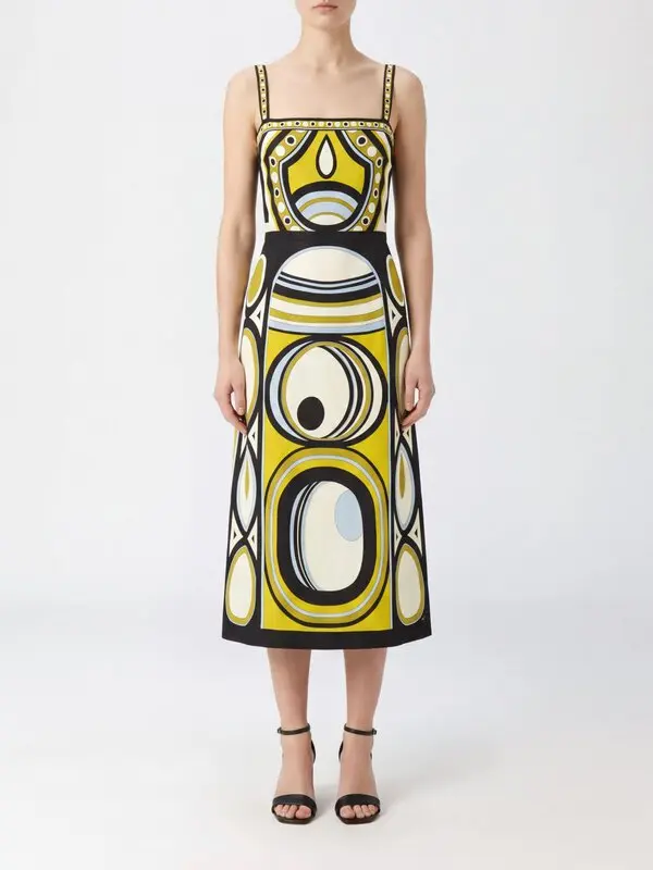 La DoubleJ Buy Me A Martini Ethnic Print Silk Midi Dress