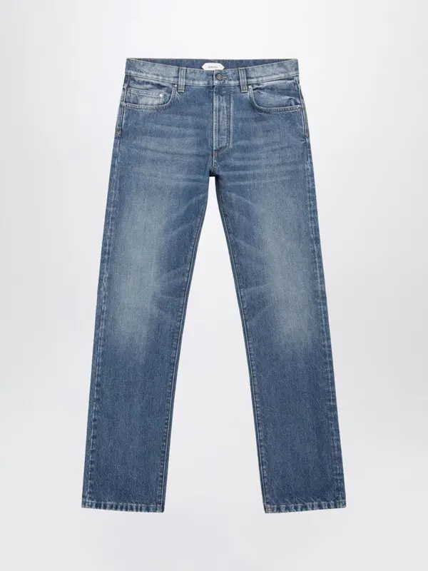 Versace Straight Fit Five-pocket Cotton Denim Jeans