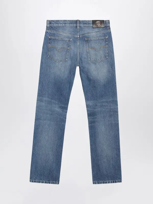 Versace Straight Fit Five-pocket Cotton Denim Jeans
