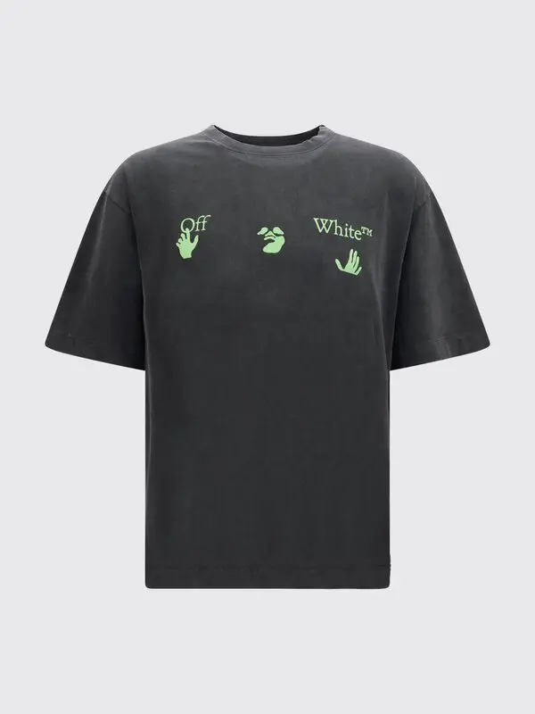 Off-White Cotton T-shirt With Back Arrow Logo Print