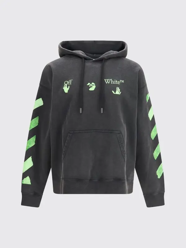 Off-White Relaxed Fit Cotton Hoodie With Arrow Print