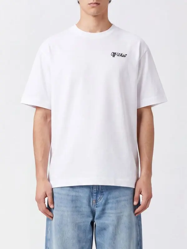 Off-White Short-sleeve Cotton T-shirt With Arrow Logo Print