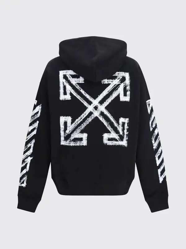 Off-White Relaxed Fit Cotton Hoodie With Monogram Arrow Print