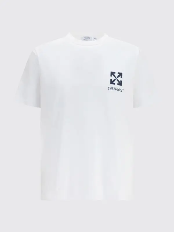 Off-White Crewneck Cotton T-shirt With Arrow Logo Printed On The Back