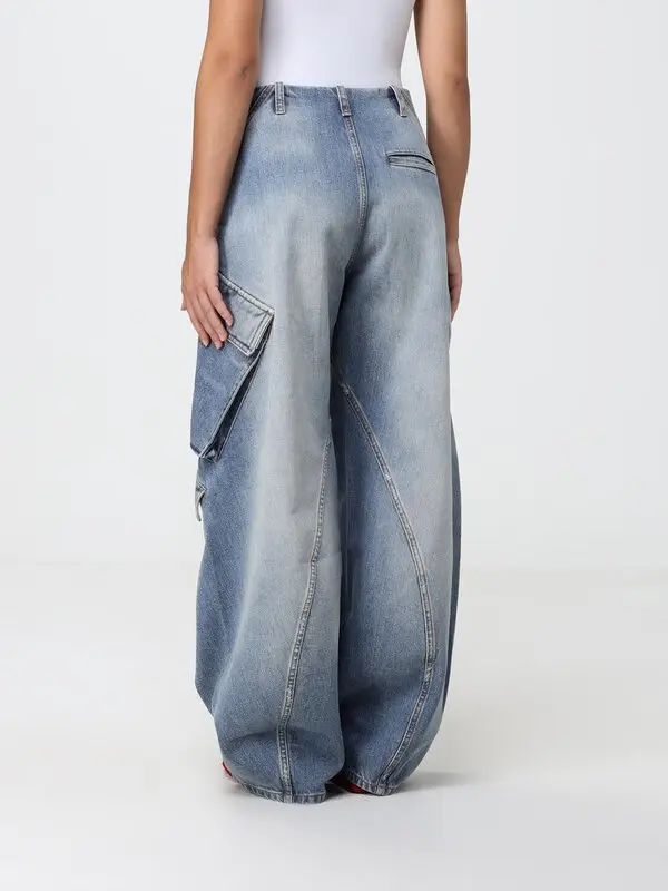 Alaïa Mid-rise Wide-leg Cargo Jeans In Cotton Denim - Navy