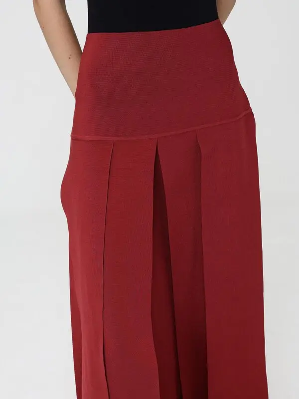 Alaïa High-waisted Pleated Knit Maxi Skirt In Viscose And Silk - Red
