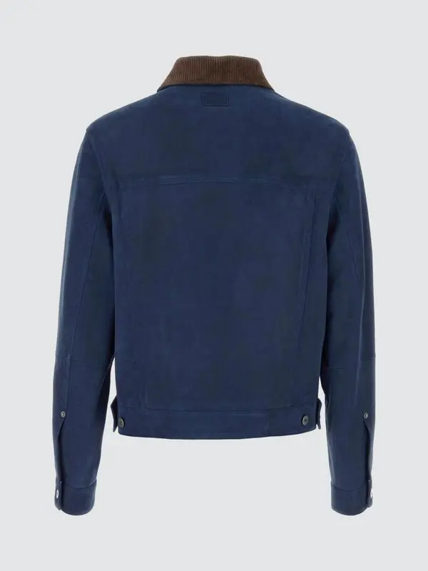 Loewe Suede Leather Overshirt With Corduroy Collar