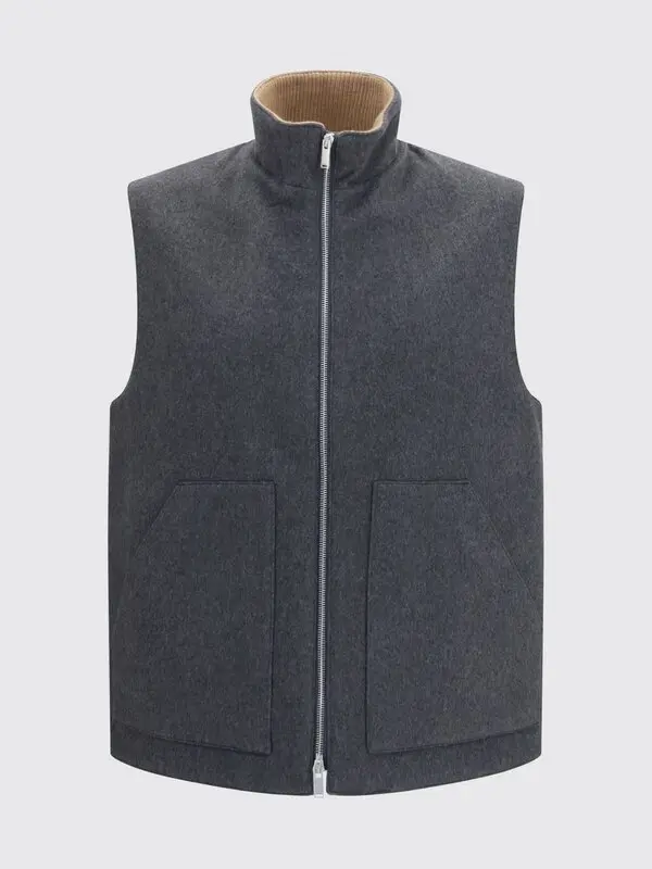 LARDINI High-neck Knitted Wool Gilet With Zip Closure