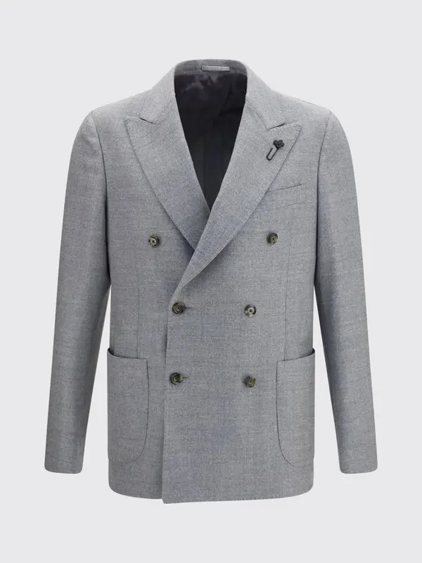 LARDINI Double-breasted Merino Wool Blazer With Peak Lapels