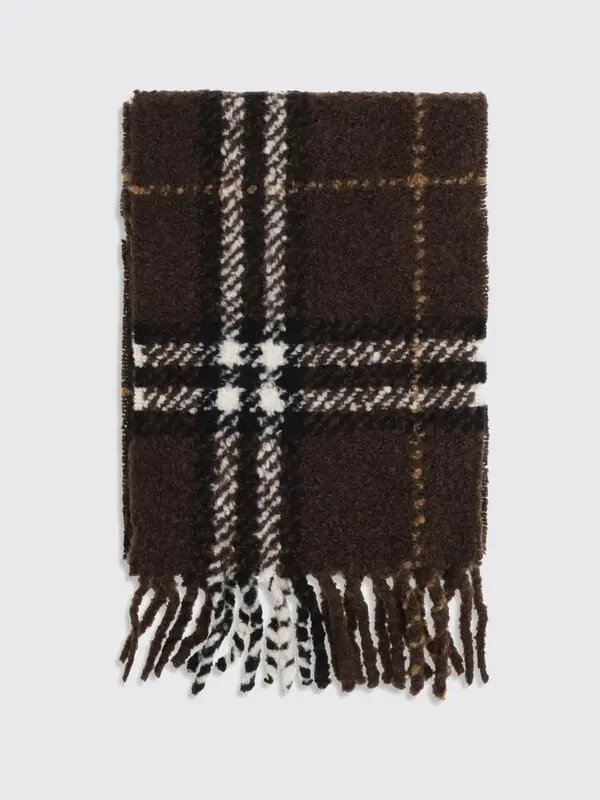 Burberry Fringed Check Scarf In Alpaca And Merino Wool Blend - Brown