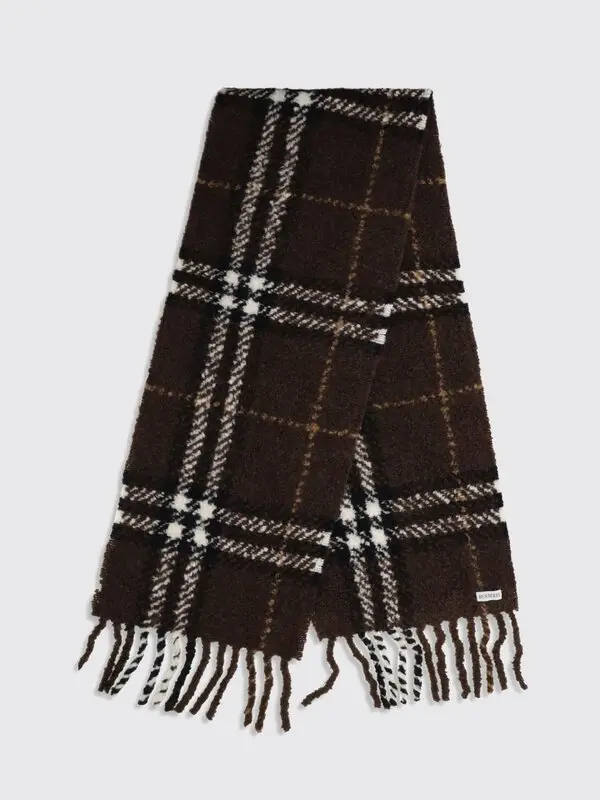 Burberry Fringed Check Scarf In Alpaca And Merino Wool Blend