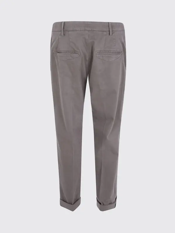 DONDUP Slim Fit Cuffed Stretch Cotton Chino Trousers - Grey