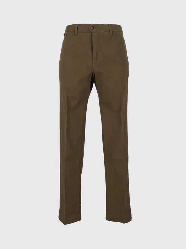 SLOWEAR Slim Fit Stretch Cotton Chino Trousers With Slash Pockets - Green