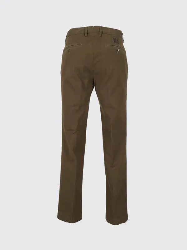 SLOWEAR Slim Fit Stretch Cotton Chino Trousers With Slash Pockets - Green