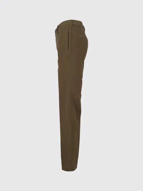 SLOWEAR Slim Fit Stretch Cotton Chino Trousers With Slash Pockets - Green