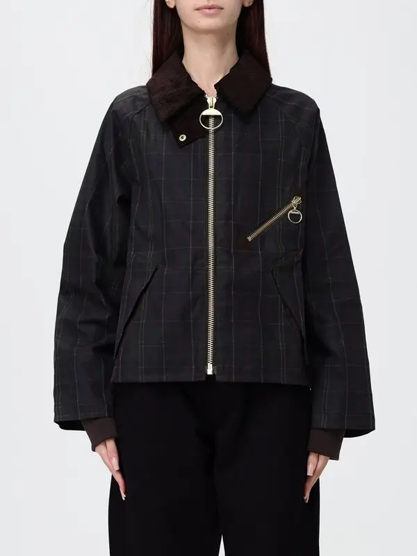 Barbour Arlene Pinstriped Waxed Cotton Shirt Jacket With Velvet Collar