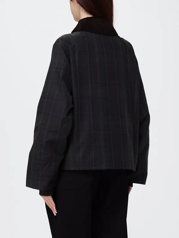 Barbour Arlene Pinstriped Waxed Cotton Shirt Jacket With Velvet Collar
