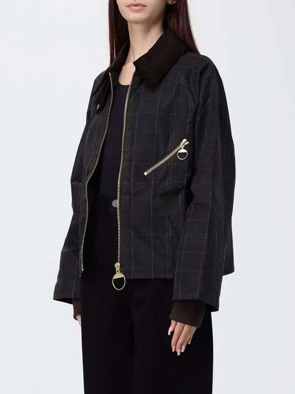 Barbour Arlene Pinstriped Waxed Cotton Shirt Jacket With Velvet Collar