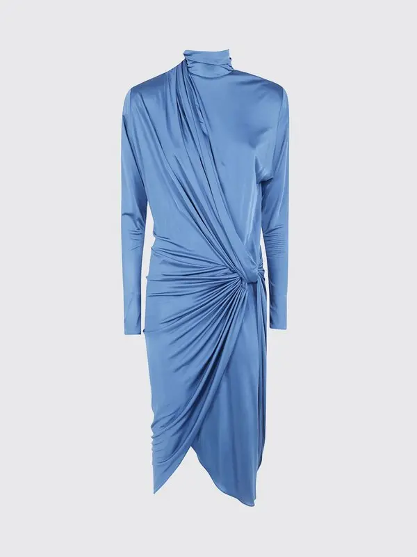Balmain Asymmetric Draped High-neck Midi Dress In Jersey