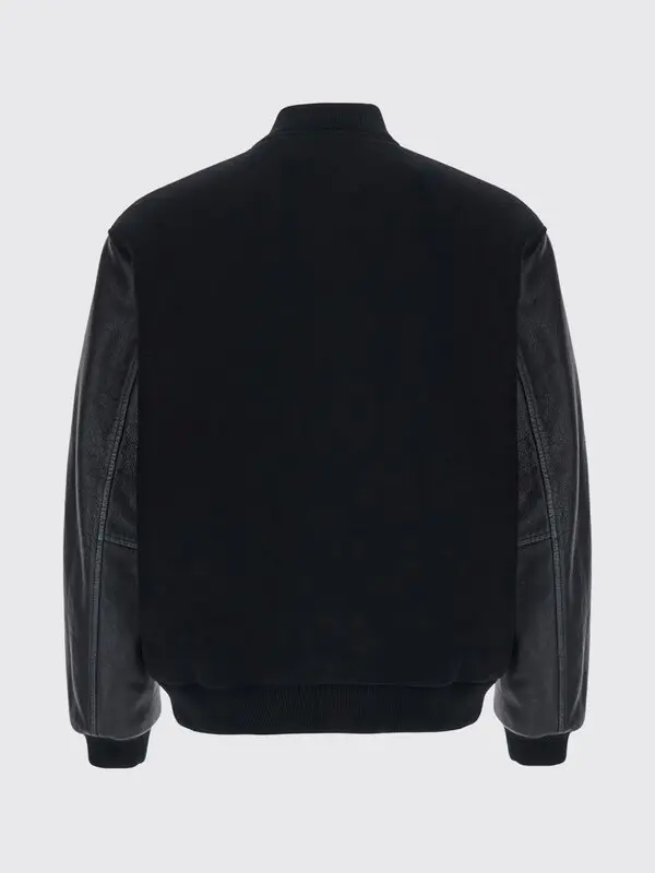 Emporio Armani College-style Wool And Leather Bomber Jacket With Eagle Logo