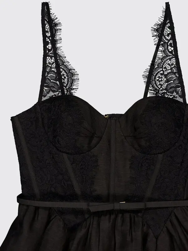 Zimmermann Off-the-shoulder Linen And Silk Bustier Mini Dress