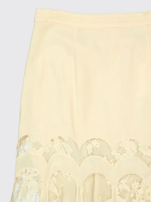 Zimmermann High-waisted Silk Crêpe Long Skirt With Lace Inserts - Beige