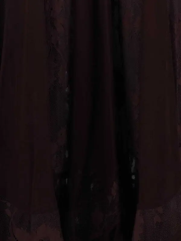 Zimmermann High-waisted Silk Crêpe Long Skirt With Lace Inserts - Brown