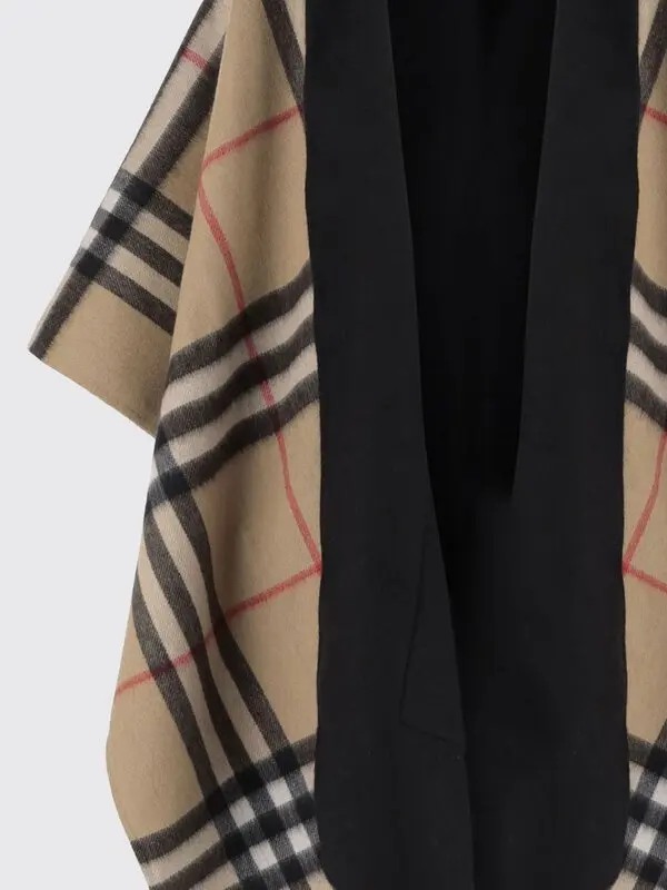Burberry Hooded 100% Cashmere Cape With Check Pattern
