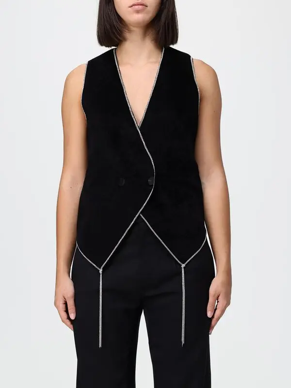 Giorgio Armani Double-breasted Tailored Waistcoat In Velvet With Crystal Appliqués