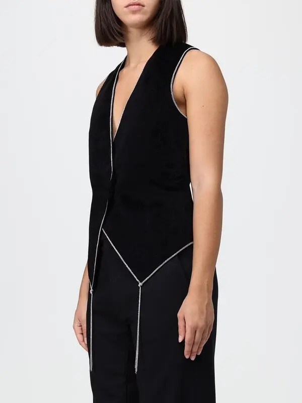 Giorgio Armani Double-breasted Tailored Waistcoat In Velvet With Crystal Appliqués