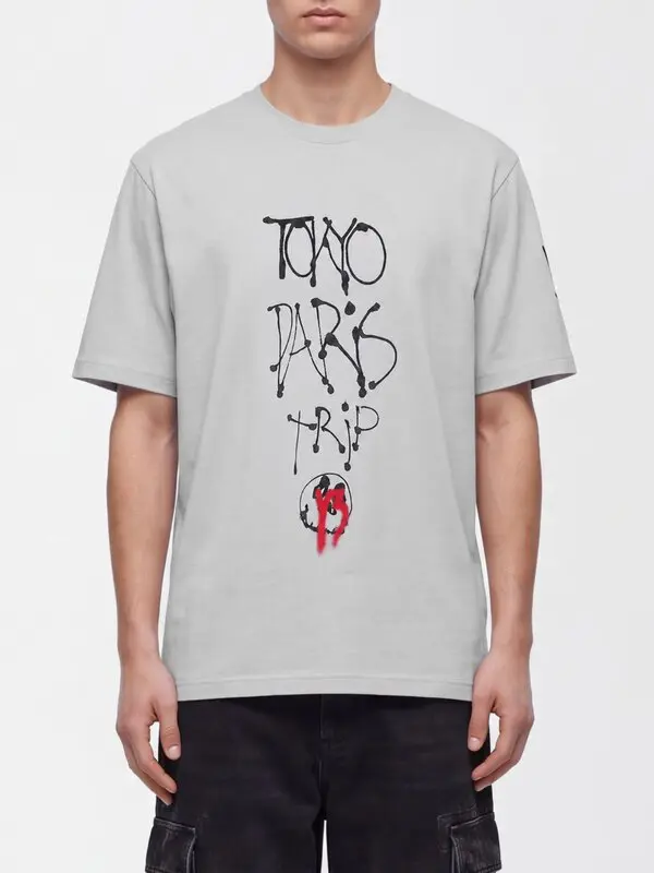 Y3 Cotton T-shirt With Contrast Logo And Slogan Print - Grey