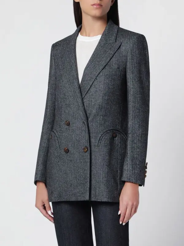 BLAZÉ MILANO Double-breasted Peak Lapel Wool-blend Blazer
