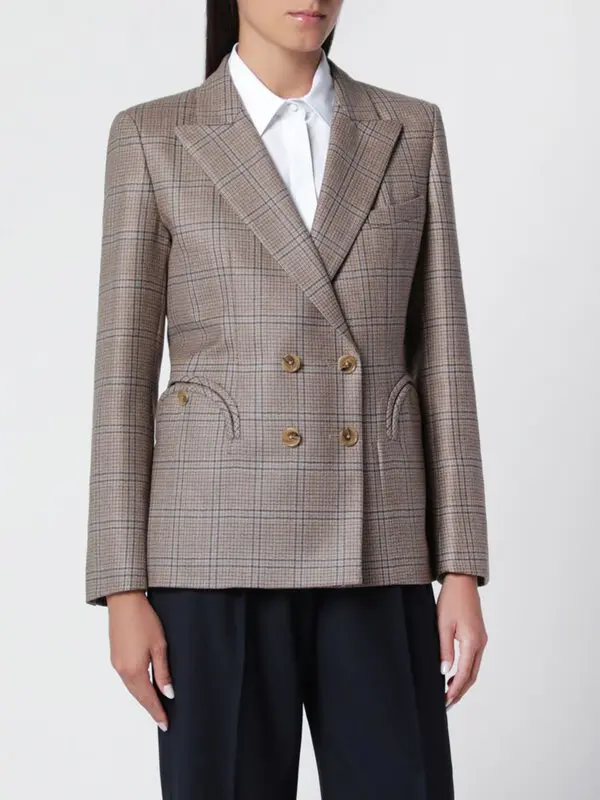 BLAZÉ MILANO Chequered Double-breasted Silk And Linen Blazer With Peak Lapels