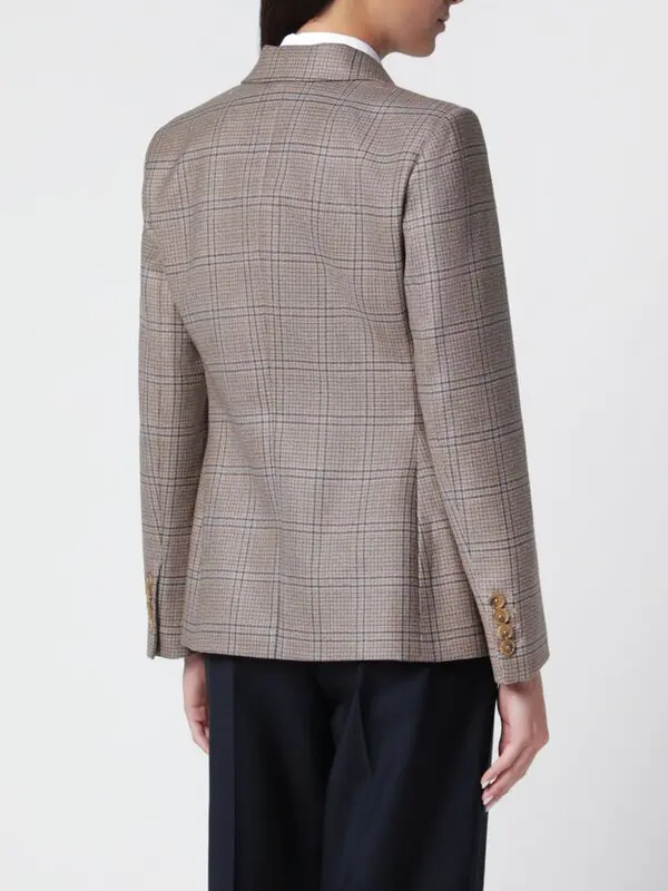 BLAZÉ MILANO Chequered Double-breasted Silk And Linen Blazer With Peak Lapels