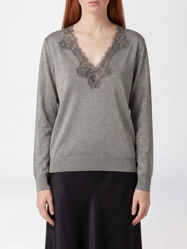 Valentino Garavani Lurex And Viscose Blend Jumper With Lace Inserts - Gold