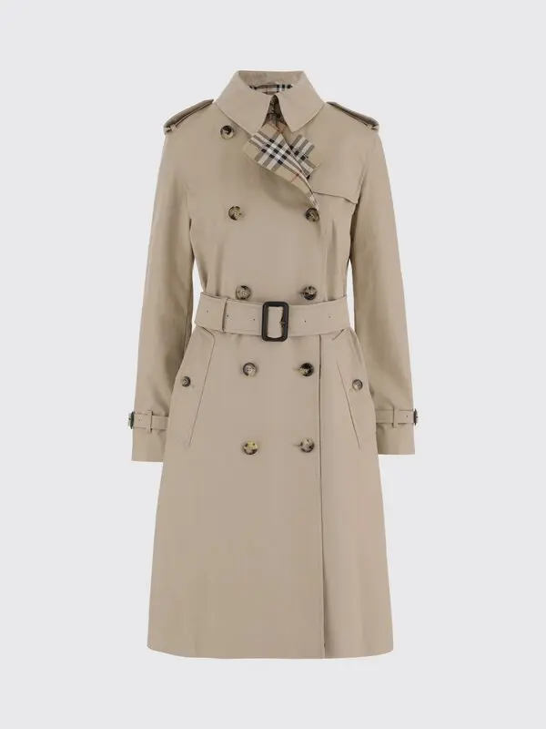 Burberry Long Double-breasted Cotton Trench Coat With Check Lining