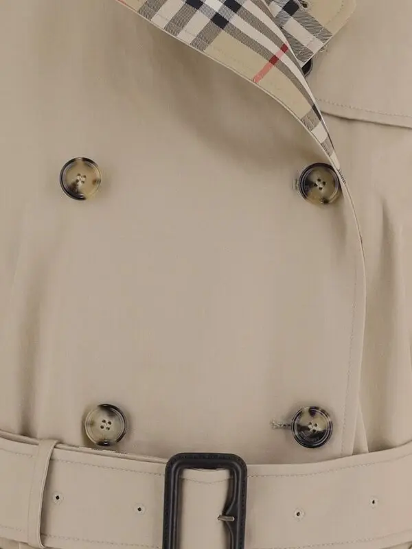 Burberry Long Double-breasted Cotton Trench Coat With Check Lining