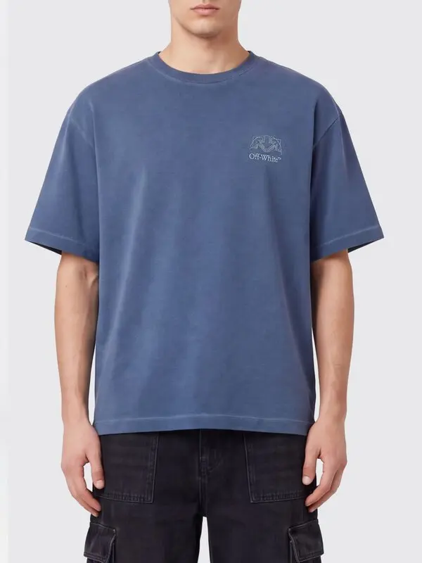Off-White Cotton T-shirt With Arrow Logo Print And Dropped Shoulders