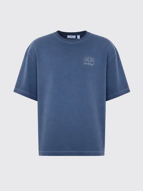 Off-White Cotton T-shirt With Arrow Logo Print And Dropped Shoulders