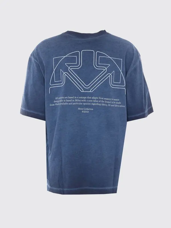 Off-White Cotton T-shirt With Arrow Logo Print And Dropped Shoulders