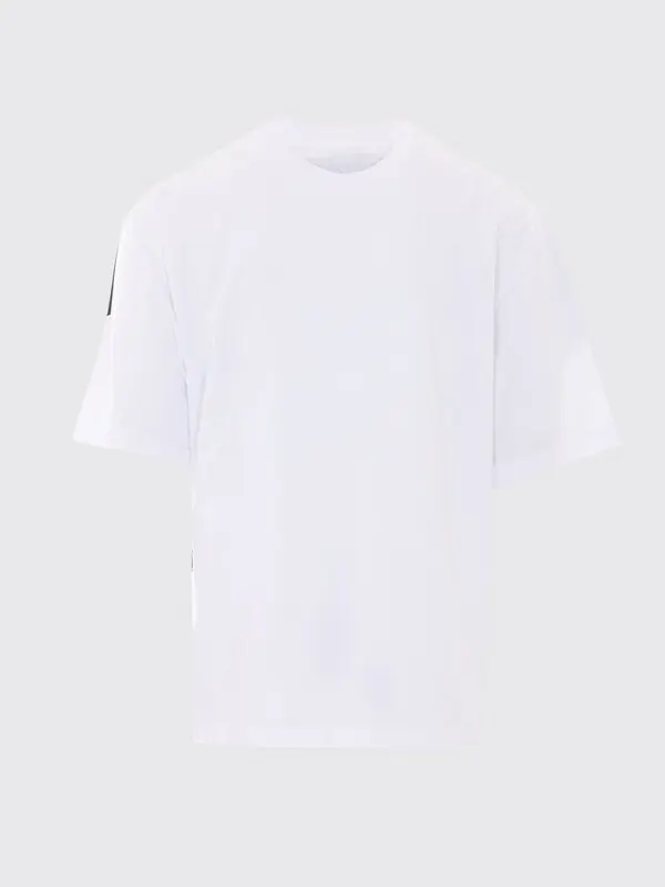 Off-White Cotton T-shirt With Contrast Logo And Dropped Shoulders