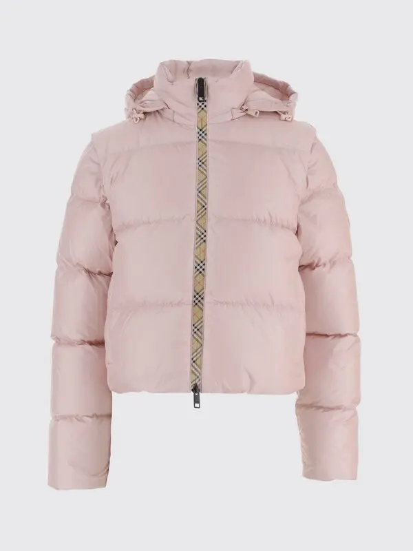 Burberry Short Quilted Nylon Puffer Jacket With Removable Hood