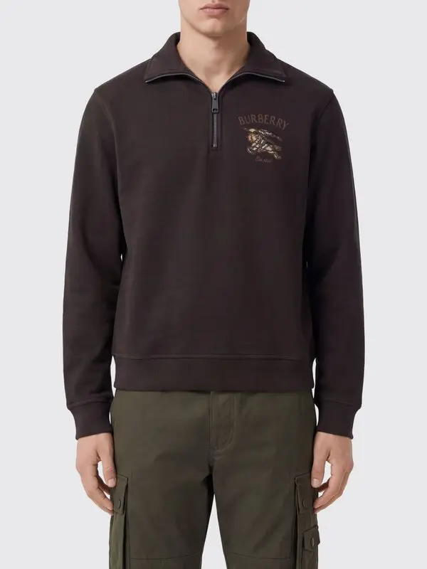 Burberry Half-zip Cotton Sweatshirt With Equestrian Knight Logo