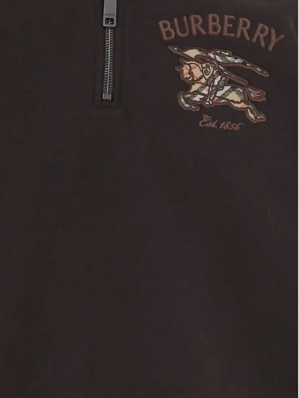 Burberry Half-zip Cotton Sweatshirt With Equestrian Knight Logo
