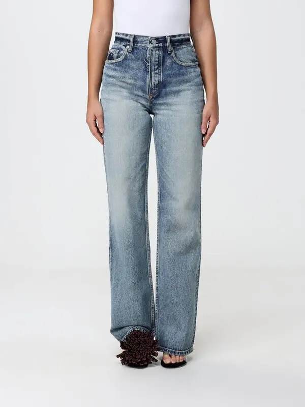 Alaïa High-waisted Straight Fit Jeans In Cotton Denim