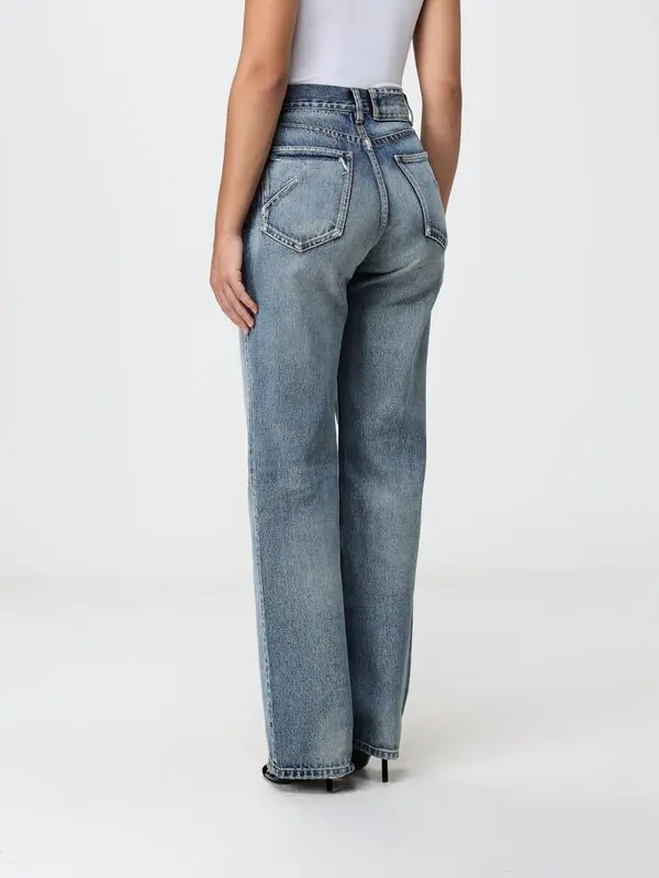Alaïa High-waisted Straight Fit Jeans In Cotton Denim