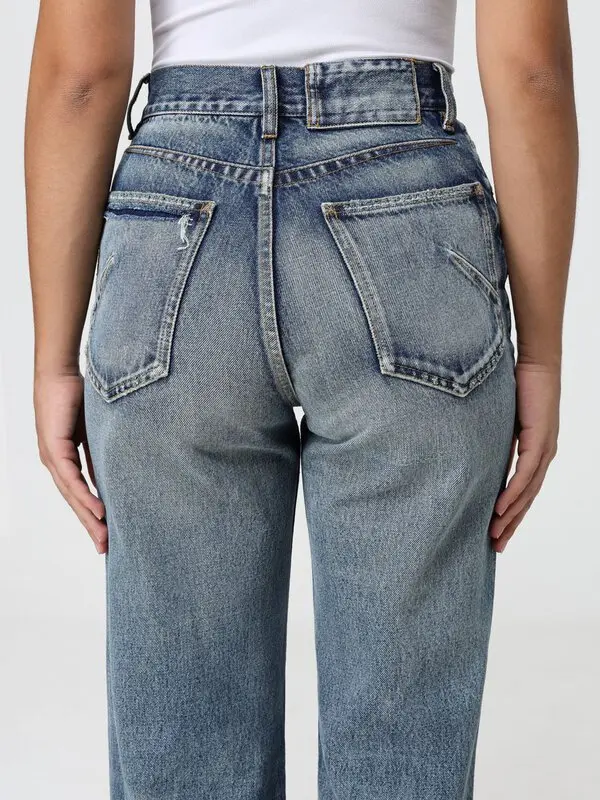 Alaïa High-waisted Straight Fit Jeans In Cotton Denim